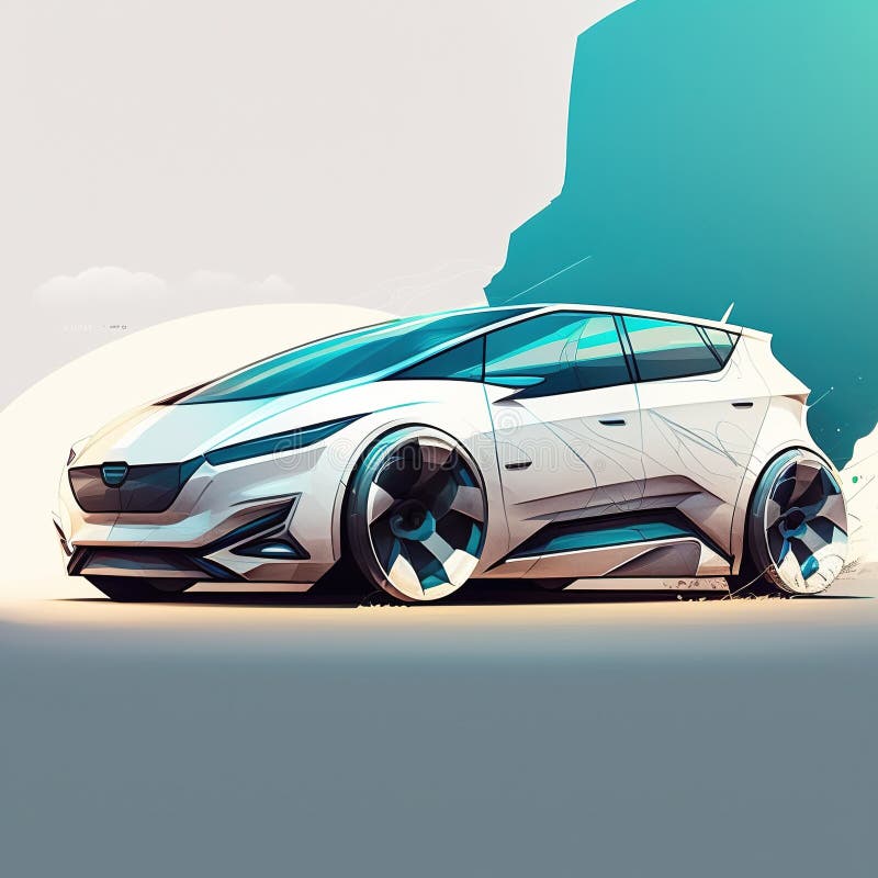 Modern Electric Car Design, Sketch. Generative AI Stock Illustration ...