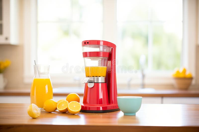Modern Electric Citrus Juicer in Vibrant Red Stock Photo - Image of ...