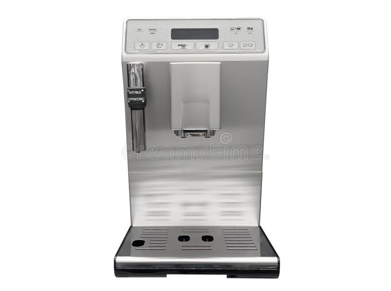 Modern Electric Coffee Machine Isolated on White Background. Stainless ...