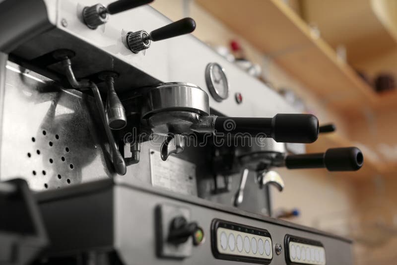 Modern Electric Coffee Machine with Portafilters Stock Image - Image of ...