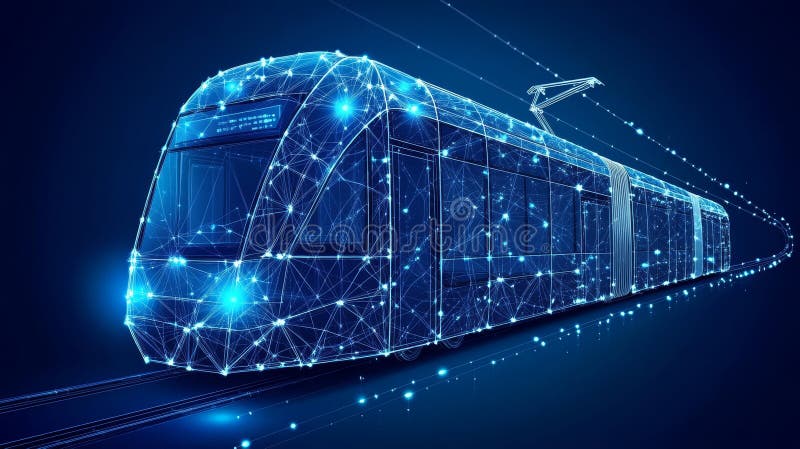 Modern Electric Commuter Train in Connecting Lines Structure. Concept ...