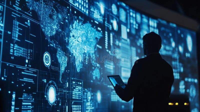 Modern Electric Grid Control Room with Data Visualization Technology ...