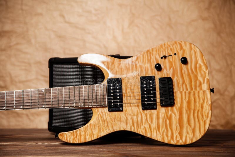 Modern electric guitar stock image. Image of retro, black - 52735163