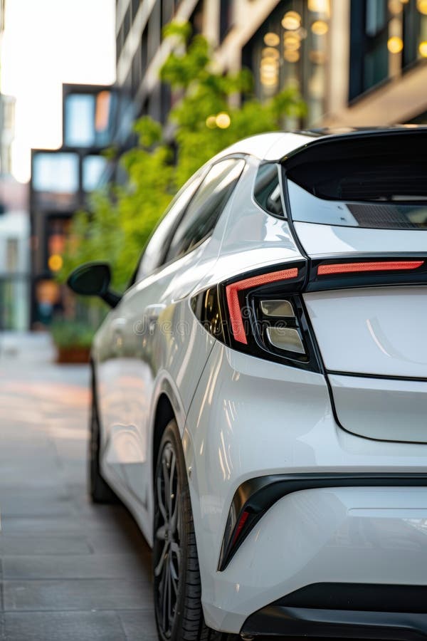 Modern Electric Hatchback in Eco-Friendly Urban Development for ...