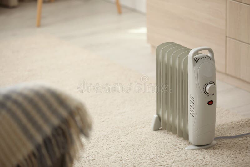 Modern Electric Heater on Floor Stock Image - Image of radiator, house ...