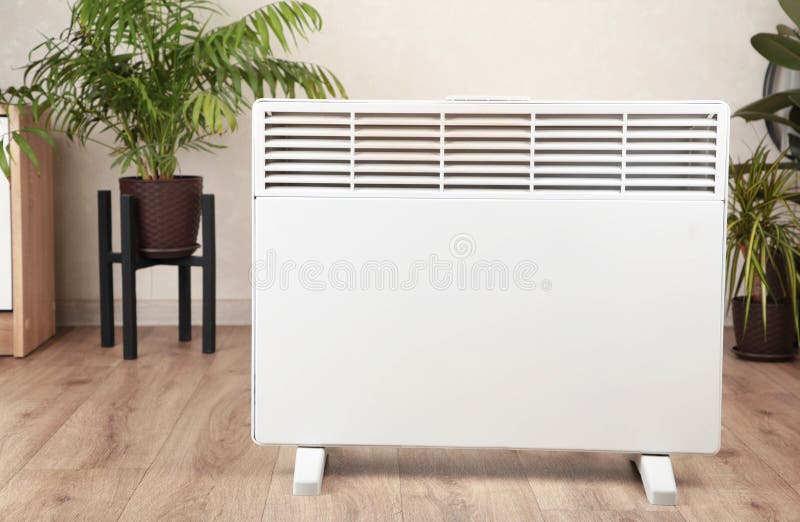 Modern Electric Heater on Floor at Home. Top View Stock Illustration ...