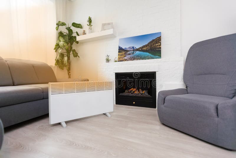 Modern Electric Heater in Stylish Room Interior. Stock Image - Image of ...