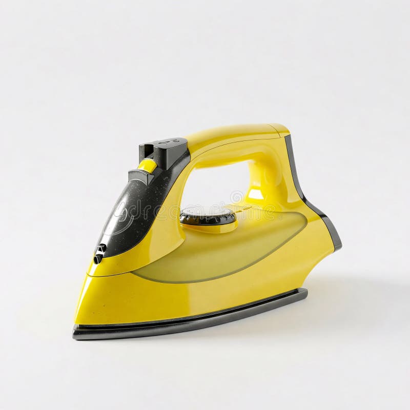 Yellow Modern Electric Iron Isolated on a White Background. 3d ...