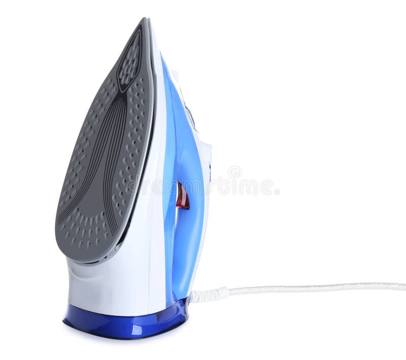 Modern Electric Iron on White. Household Appliance Stock Image - Image ...