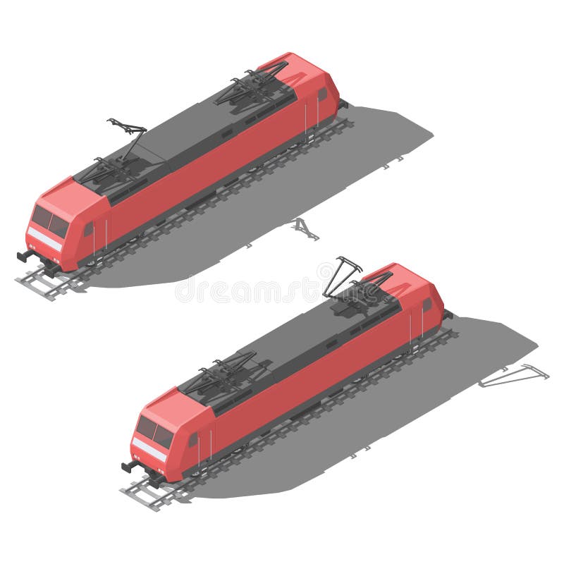 Modern Electric Locomotive Isometric Low Poly Icon Set Stock Vector ...