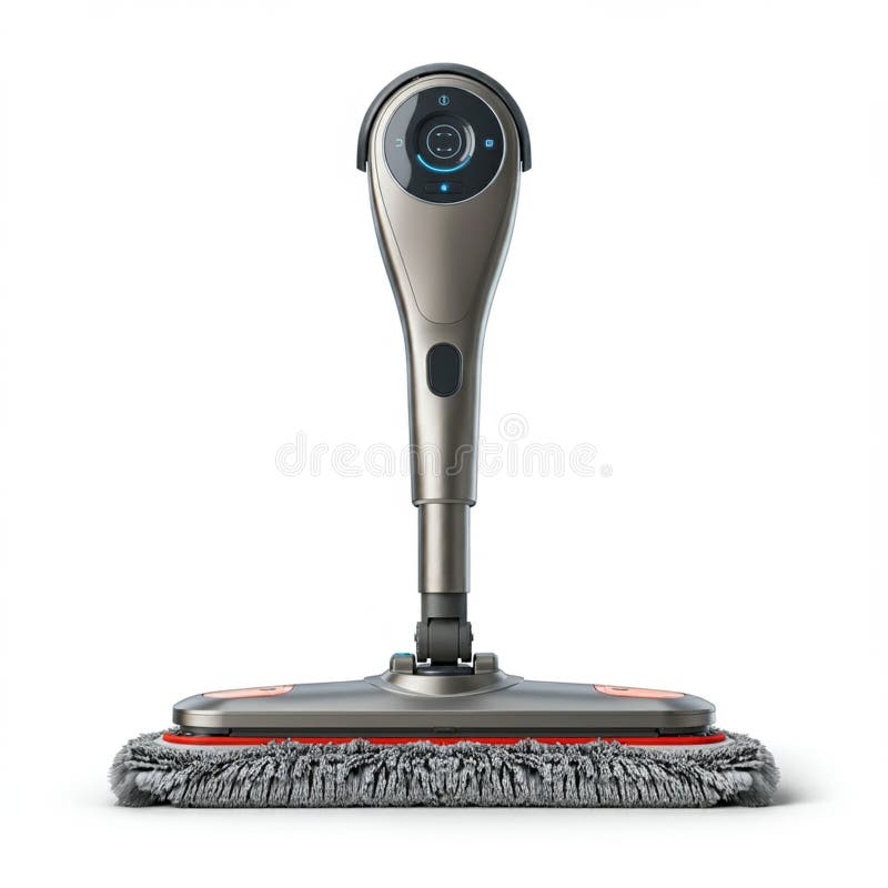 A Modern Electric Mop Featuring a Sleek Metallic Handle and an ...