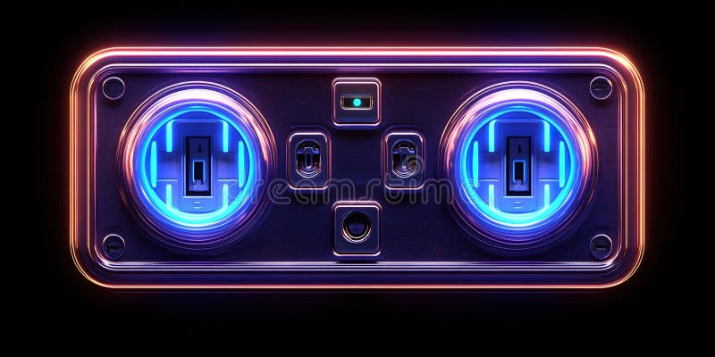 Modern Electric Outlet with Blue Lighting in a Dark Setting Showcasing ...