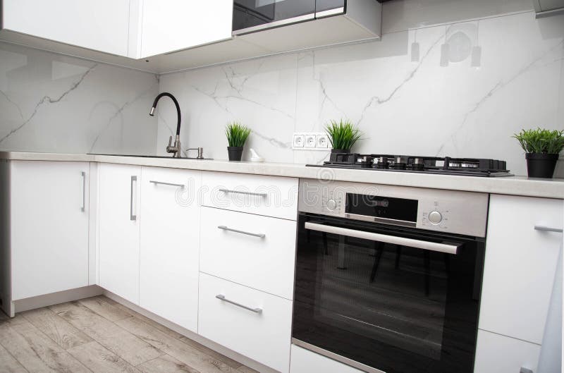 Modern Electric Oven in the Kitchen. Interior and Decorations in the ...