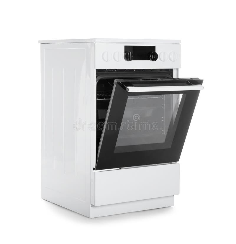 Modern Electric Oven on White Background Stock Photo - Image of ...