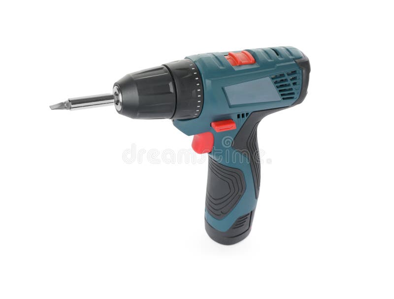Modern Electric Power Drill Isolated on White Stock Image - Image of ...
