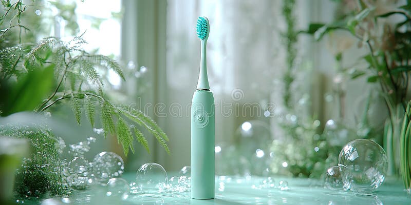Modern Electric Toothbrush Placed on a Serene Table Surrounded by ...