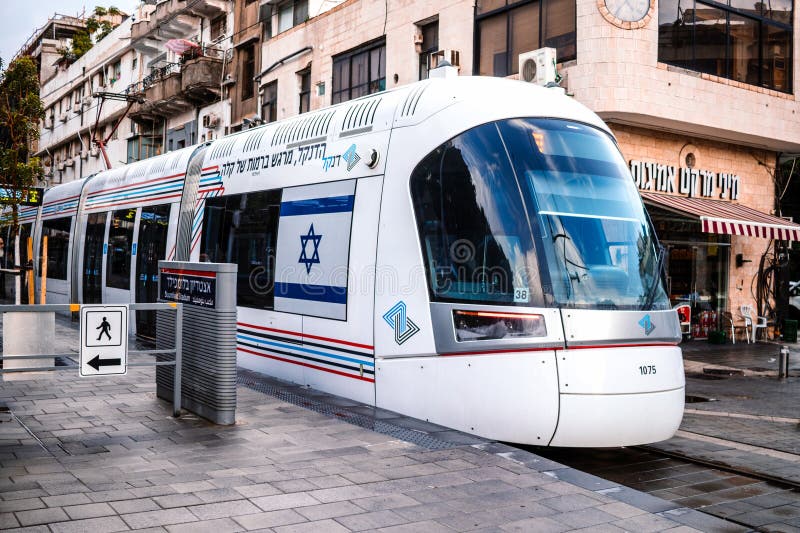 Modern electric tram editorial photo. Image of moving - 299764896