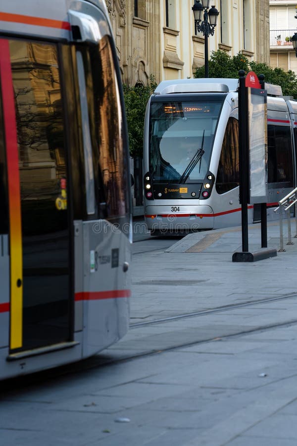 Modern Electric Trams in Seville, Spain Editorial Photography - Image ...