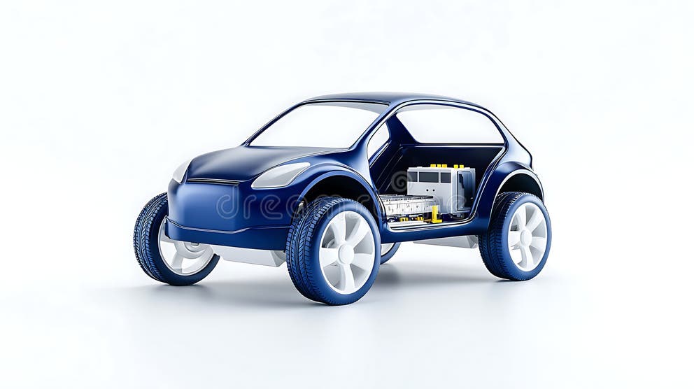 Modern Electric Vehicle Model Showcasing Its Internal Components ...
