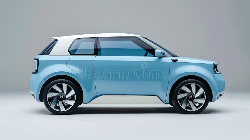 Modern Electric Vehicle in Studio Setting with Clean Design Lines. Blue ...