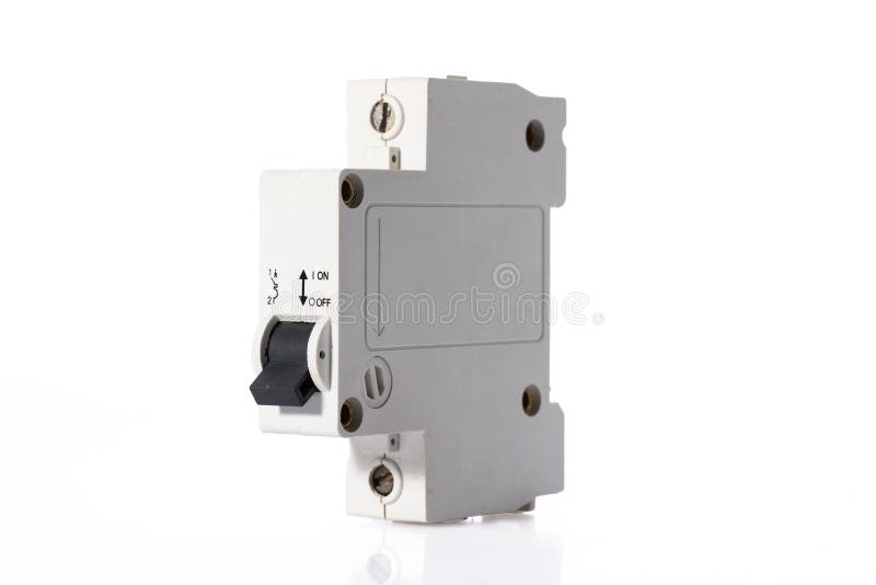 Modern Electrical Circuit Breaker Isolated on White Background Stock ...