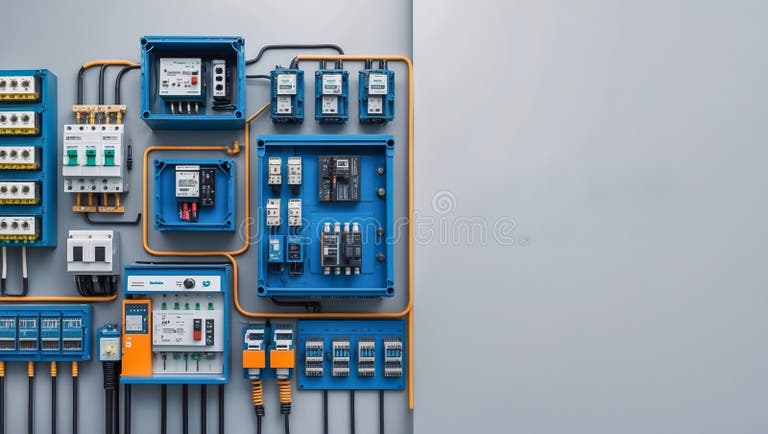 Modern Electrical Control Panel with Wiring Components Stock ...