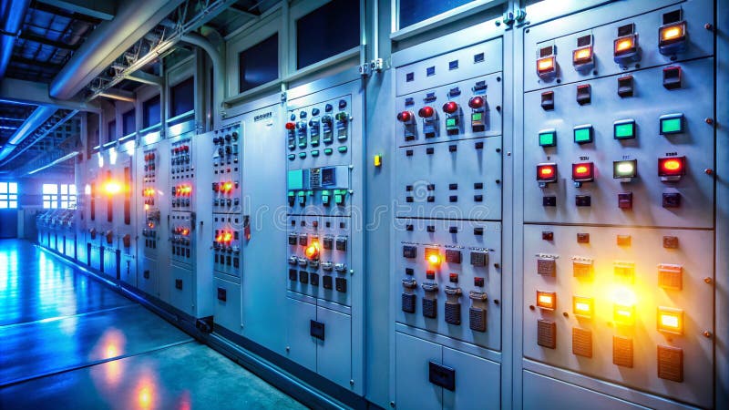 Modern Electrical Equipment with Glowing Lights, Stock Illustration ...