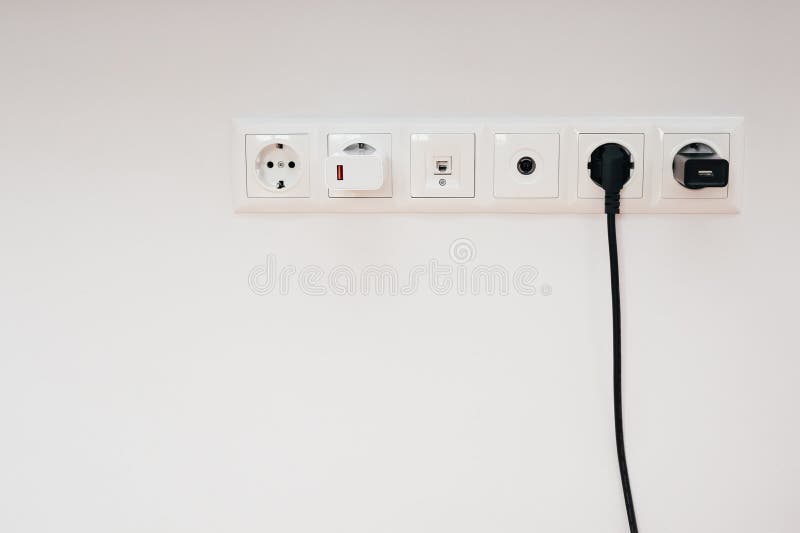 Modern Electrical Outlet. Electrical Outlet, Cable and Electrical Plug ...