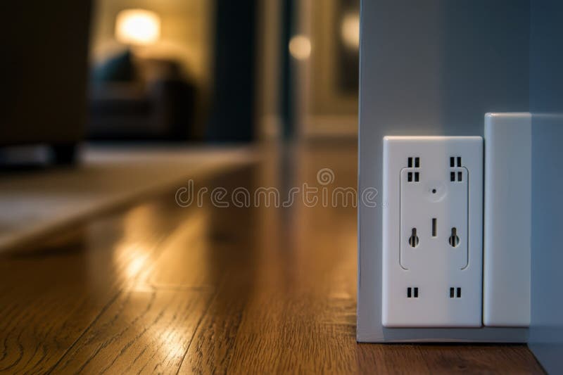 Modern Electrical Outlet Installed in a Cozy Living Room with Warm ...