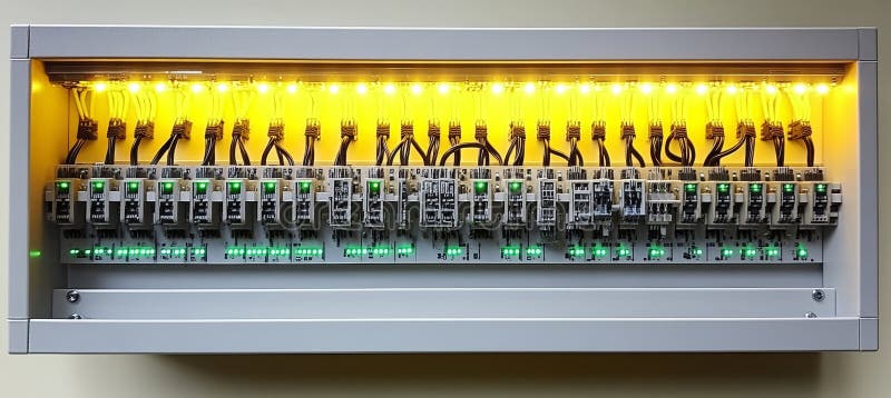 Modern Electrical Panel, Illuminated Circuit Breakers, and Organized ...