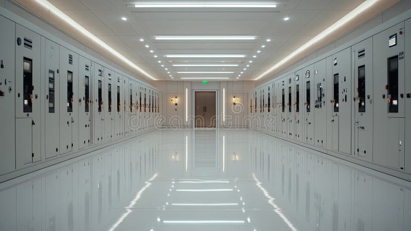 This Modern Electrical Power Panel is Set in a Clean, Spacious Factory ...