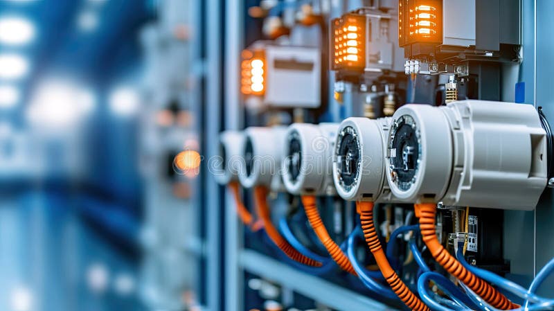 This Modern Electrical Power Panel is Set in a Clean, Spacious Factory ...