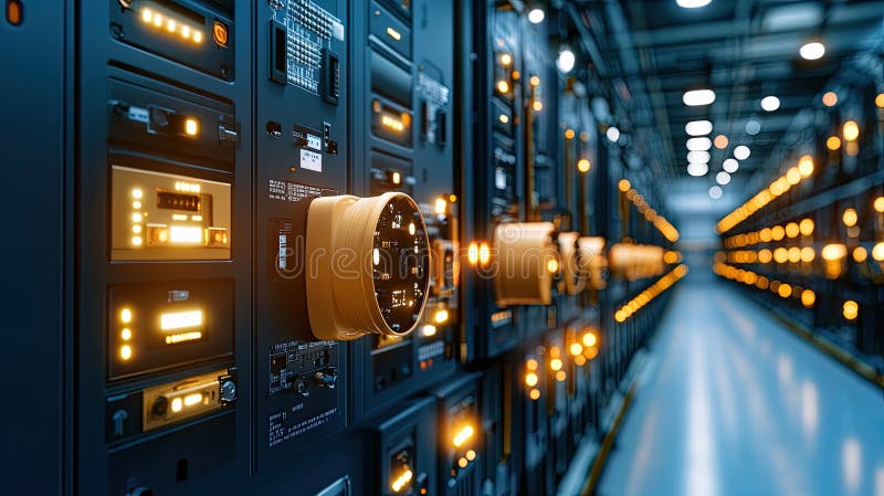 This Modern Electrical Power Panel is Set in a Clean, Spacious Factory ...