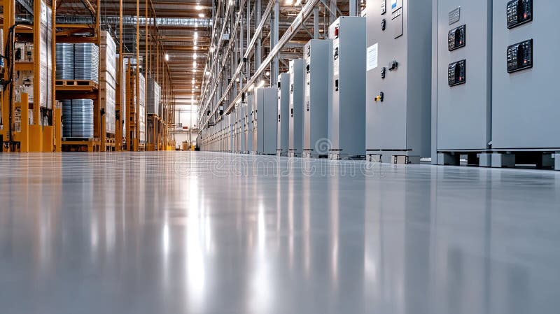 This Modern Electrical Power Panel is Set in a Clean, Spacious Factory ...