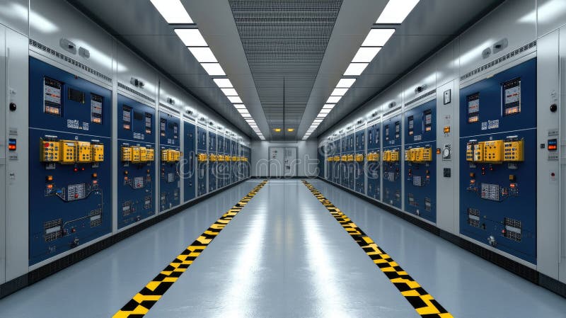 This Modern Electrical Power Panel is Set in a Clean, Spacious Factory ...