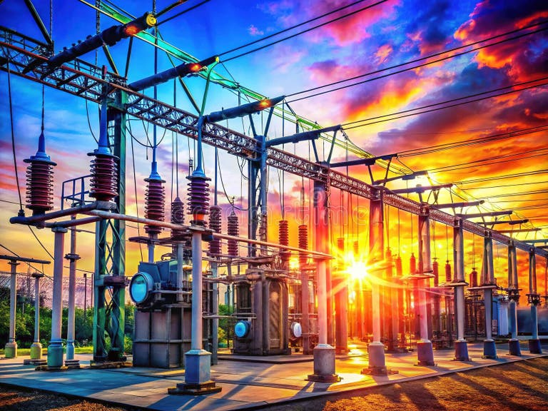 Modern Electrical Substation Infrastructure Efficiently Distributing ...