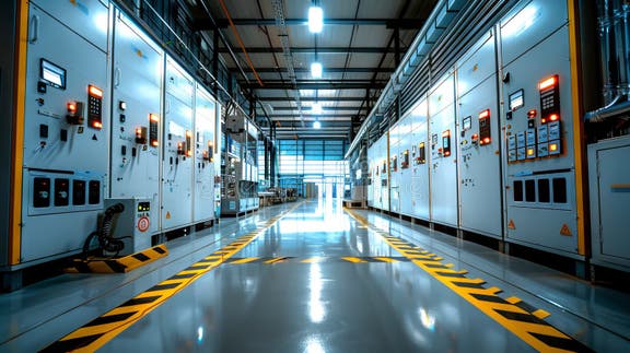 Modern Electrical Substation Interior with Advanced Technology and ...