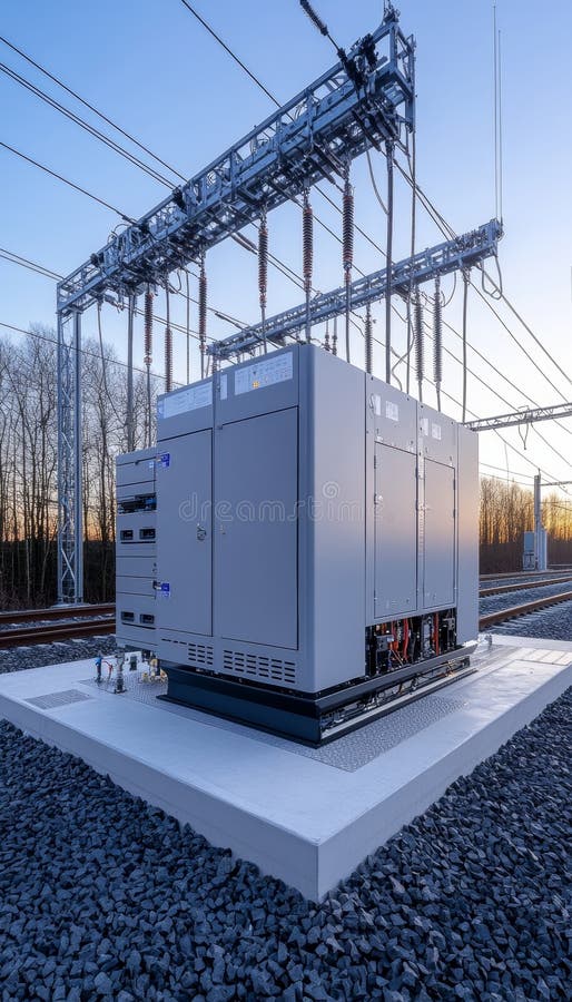 Modern Electrical Substation Under a Twilight Sky Power Distribution ...