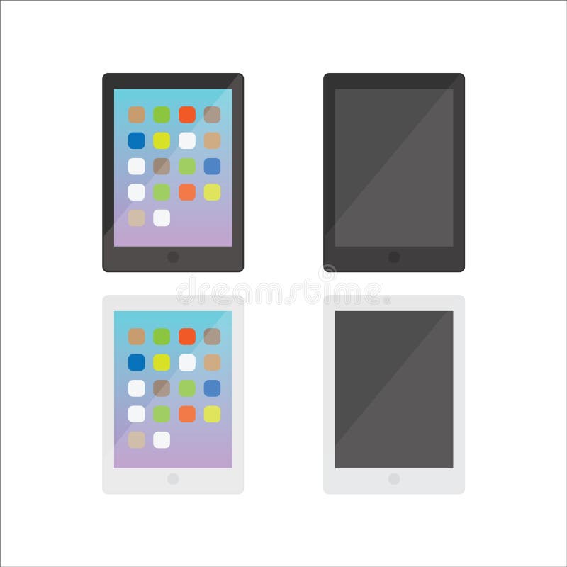 Modern Electrical Tablet Gadget Vector White Black Family Group Display ...