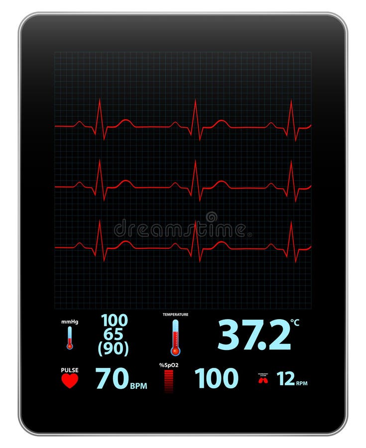 Modern Electrocardiogram Monitor Device Display Stock Vector ...