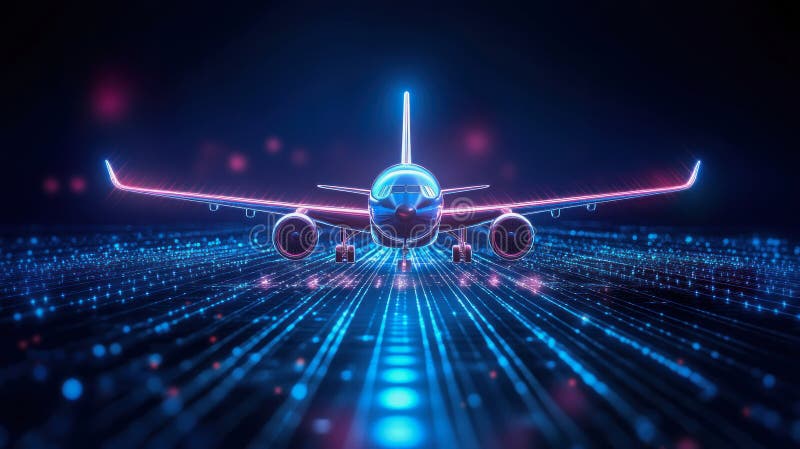 Modern Electronic Aircraft Design with Vibrant Digital Lighting Effects ...