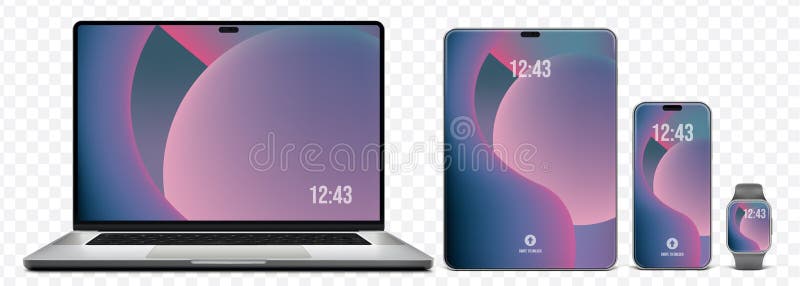 Modern Electronic Devices: Laptop, Tablet, Smartphone, and Smartwatch ...