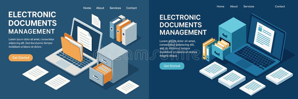 Modern Electronic Documents Management System Illustration for Digital Solutions Stock Vector ...