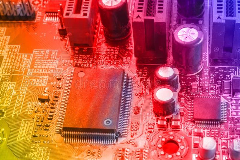 Modern Electronic Elements on a Computer Board Stock Image - Image of ...