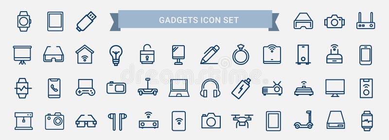 Modern Electronic Gadgets Themed Icon Collection Stock Vector ...