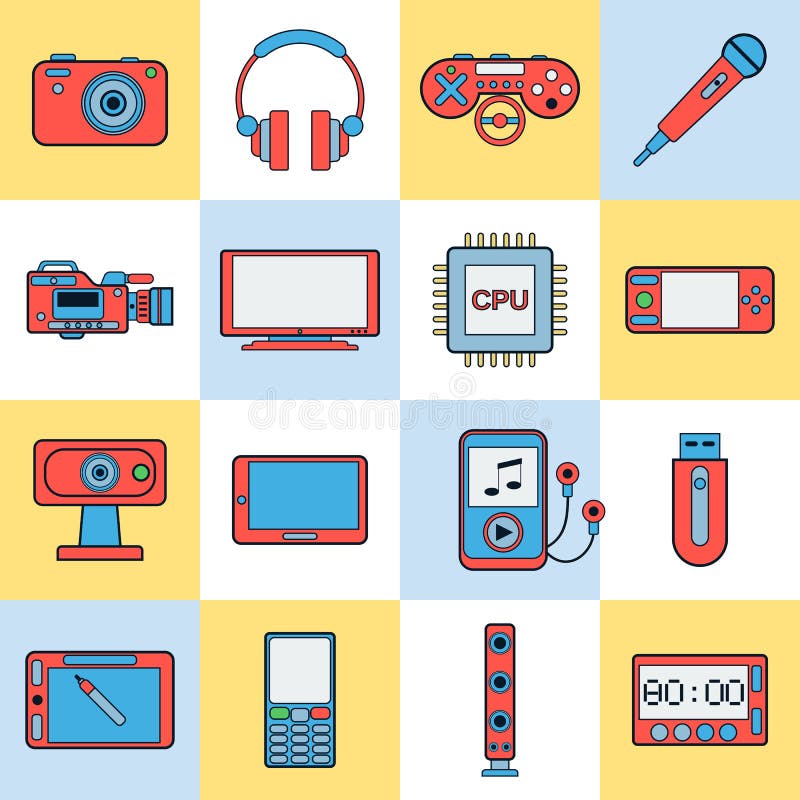 Modern Electronic Devices Vector Icons Stock Vector - Illustration of ...