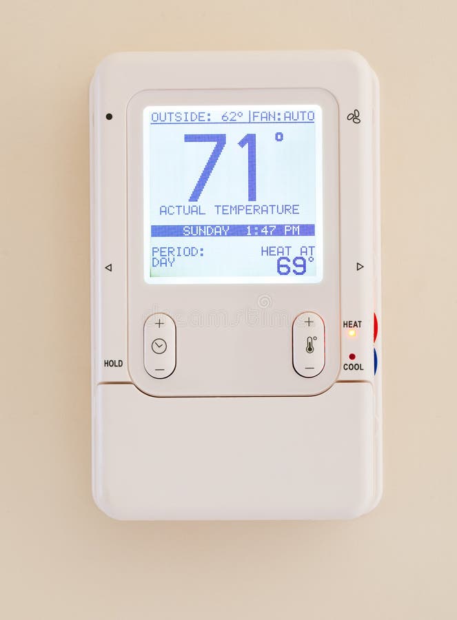 Modern Electronic Thermostat Stock Image - Image of buttons, household ...