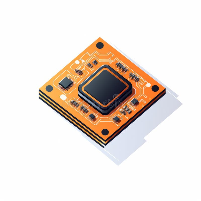 Modern Electronics Component in Orange Frame: Detailed Illustration for ...