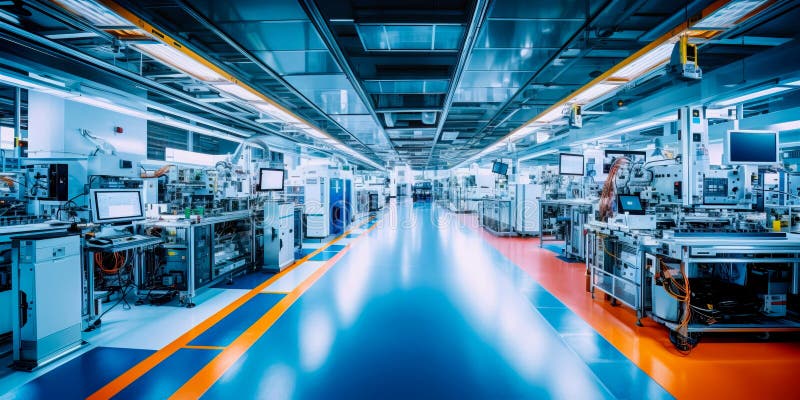 A Modern Electronics Manufacturing Plant with Cleanrooms, Precision ...