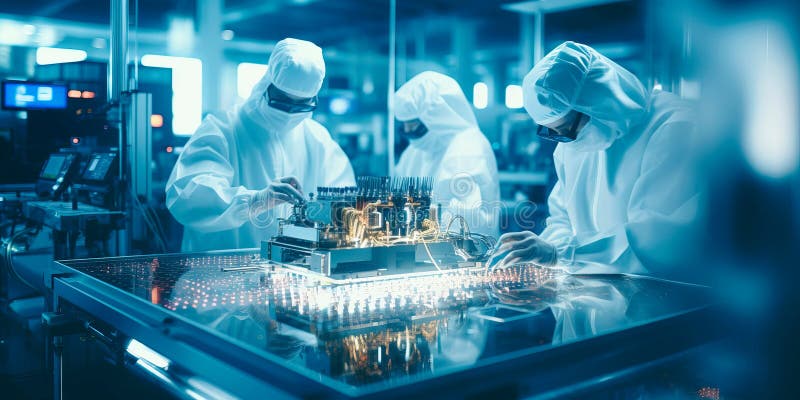 A Modern Electronics Manufacturing Plant with Cleanrooms, Precision ...